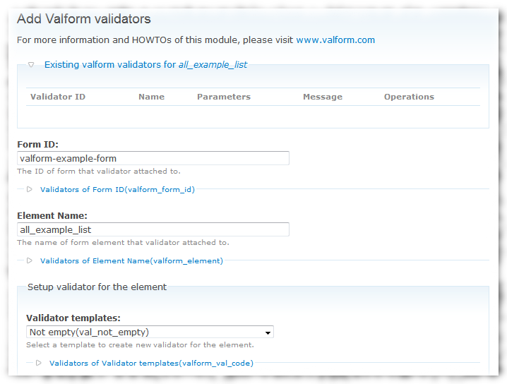 Valform [#1207698] | Drupal.org