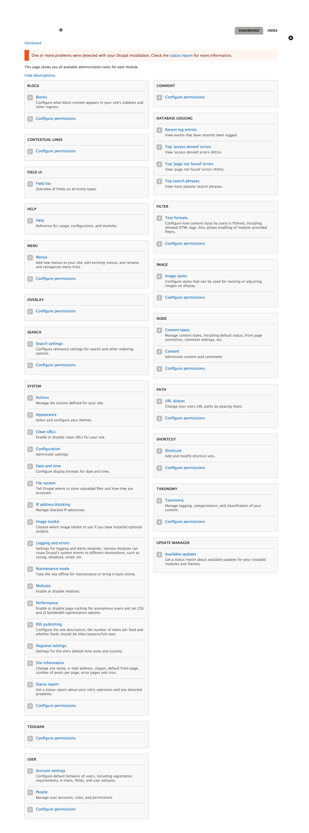 admin/by-task is confusing since it lacks links to config pages and ...