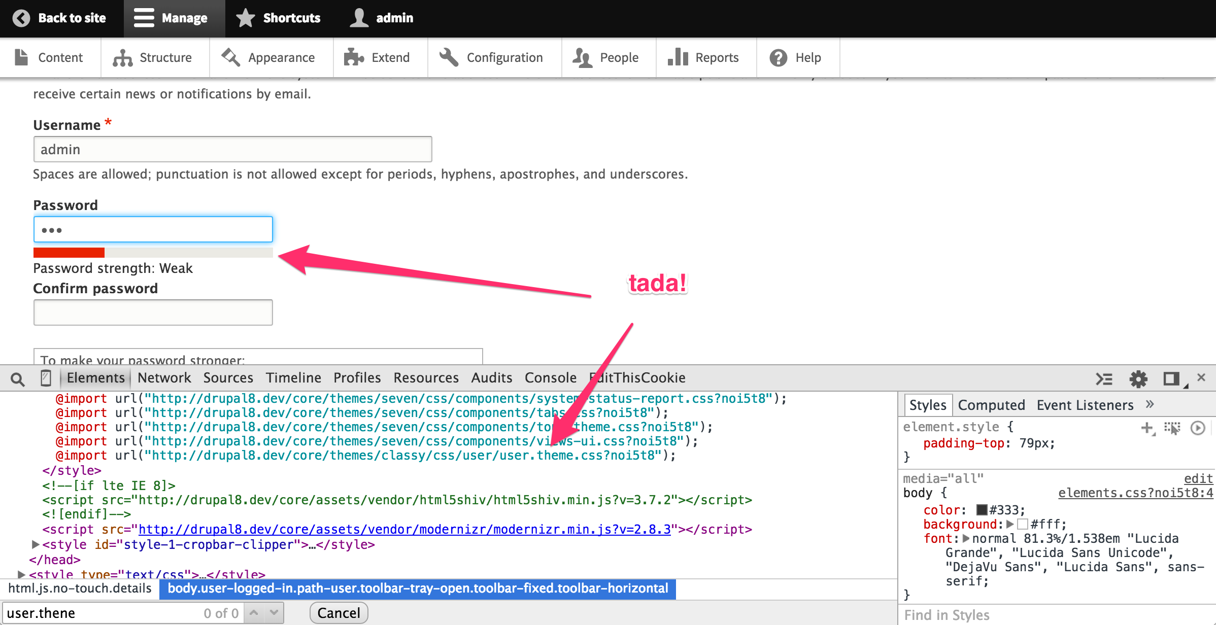 Move user.theme.css to Classy [#2489564] | Drupal.org