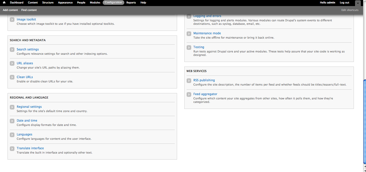 admin/by-task is confusing since it lacks links to config pages and looks similar to admin ...