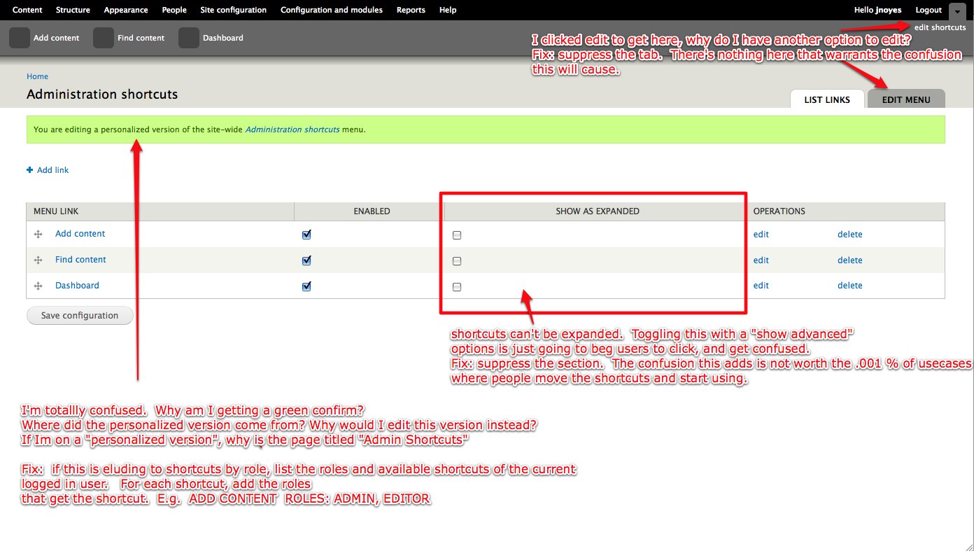 D7UX: Implement customizable shortcuts [#511286] | Drupal.org