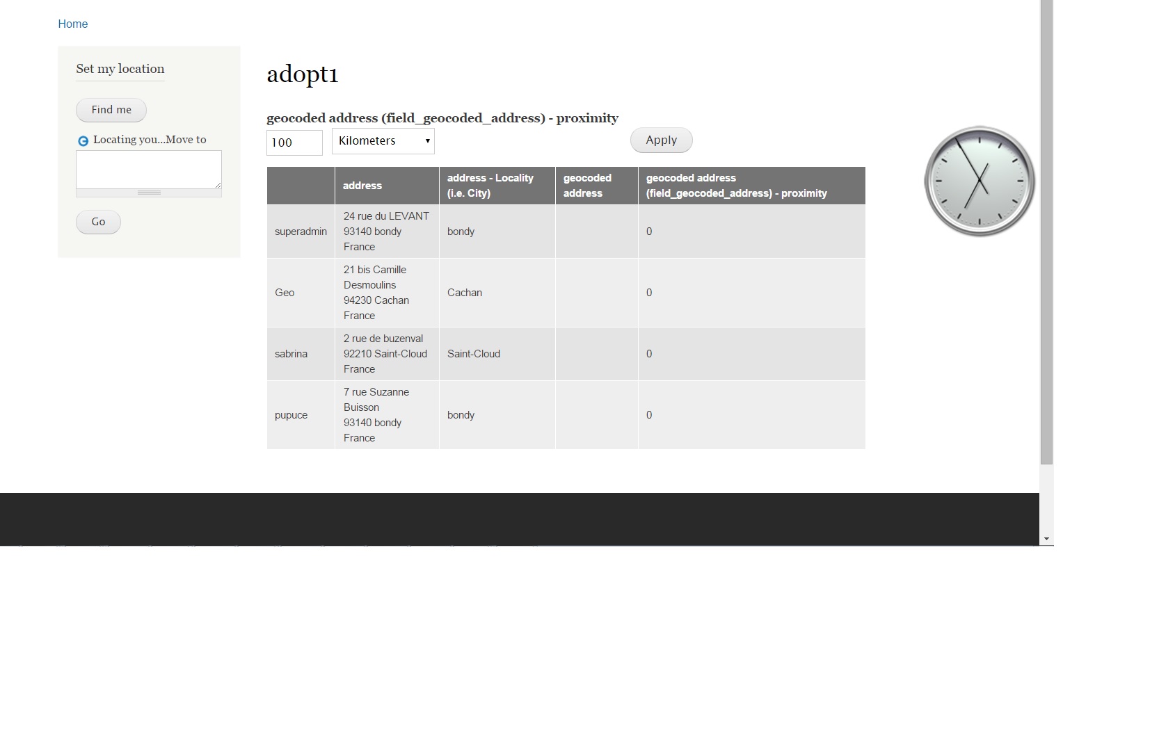 Geofield plugin to extend proximity filtering based on postal address with option to use HTML5 ...