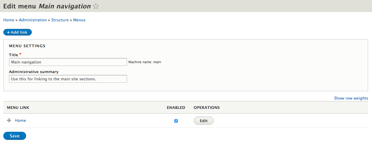 Separate the menu settings from the 'add link' button [#2520232] | Drupal.org
