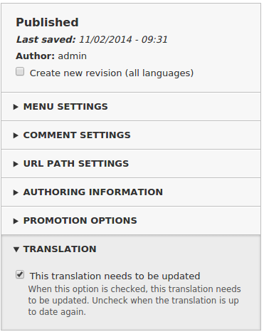 expand translation settings when editing outdated translation so remember to uncheck "needs ...