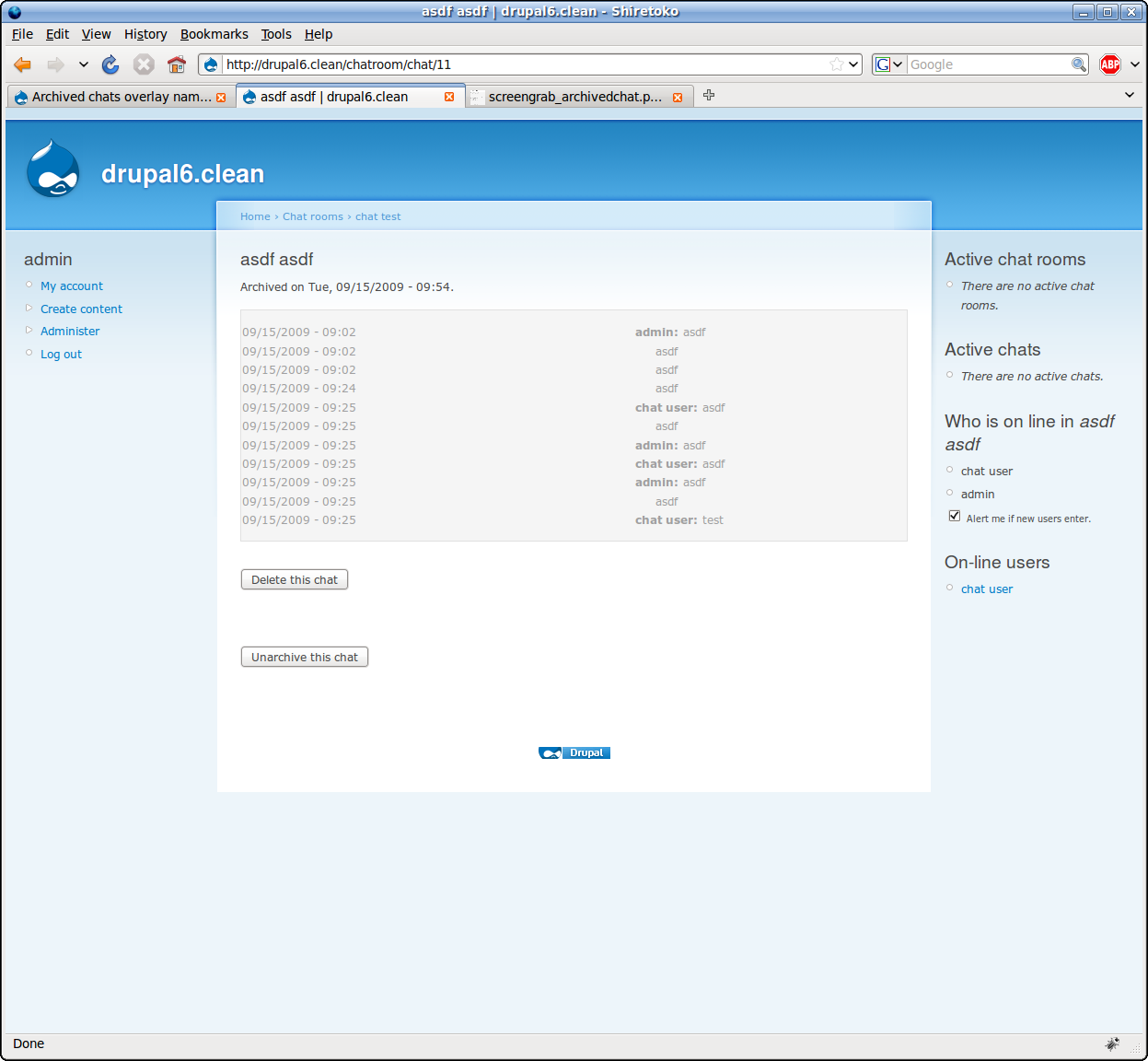 Archived chats overlay name and message [#577774] | Drupal.org