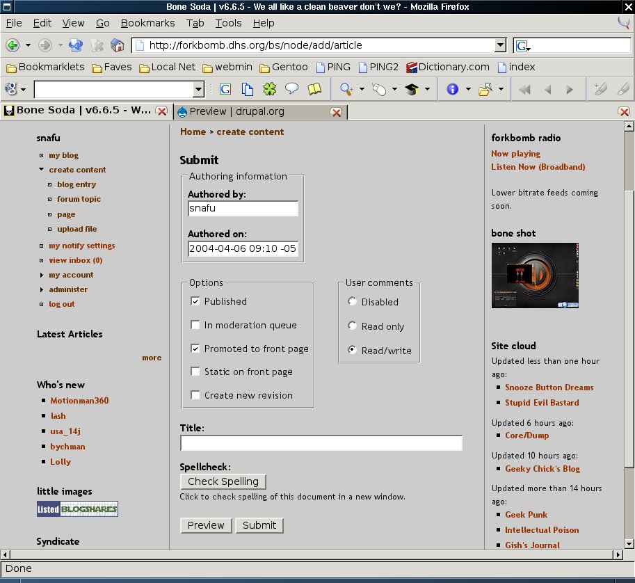 Cannot locate link to create new article [#6979] | Drupal.org