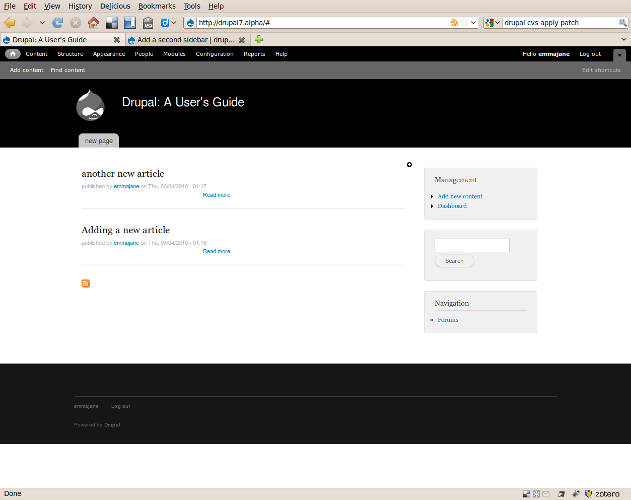 Add a second sidebar [#713444] | Drupal.org