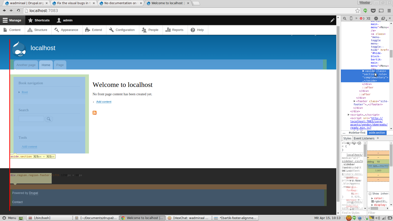 Fix the visual bugs in the Bartik footer. [#2470233] | Drupal.org