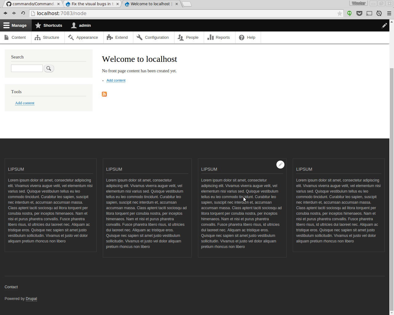 Fix the visual bugs in the Bartik footer. [#2470233] | Drupal.org