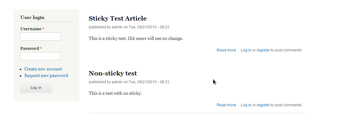 No styling for sticky [#862854] | Drupal.org