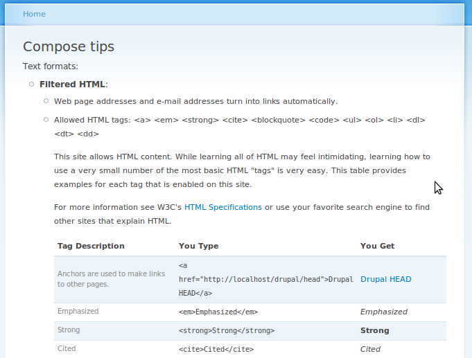 Clean up the Filter Tips page [#714556] | Drupal.org