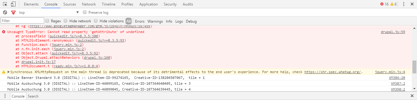 contextual.js and quickedit.js should fail gracefully, with useful error messages, when Twig ...