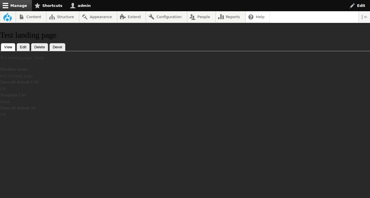 landing_page content not displaying on selected template. [#2817739] | Drupal.org