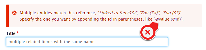 Entity Reference error message has "@value (@id)" in it [#2788343 ...