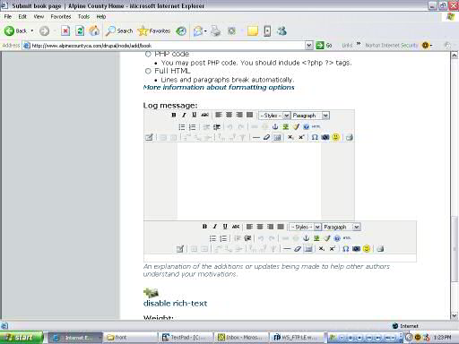 tinymce problems with log field in book edit [#20089] | Drupal.org
