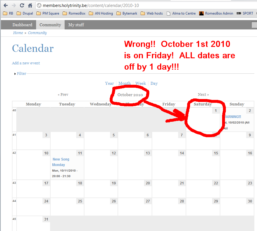 Calendar off by one day!!! [#926098] | Drupal.org