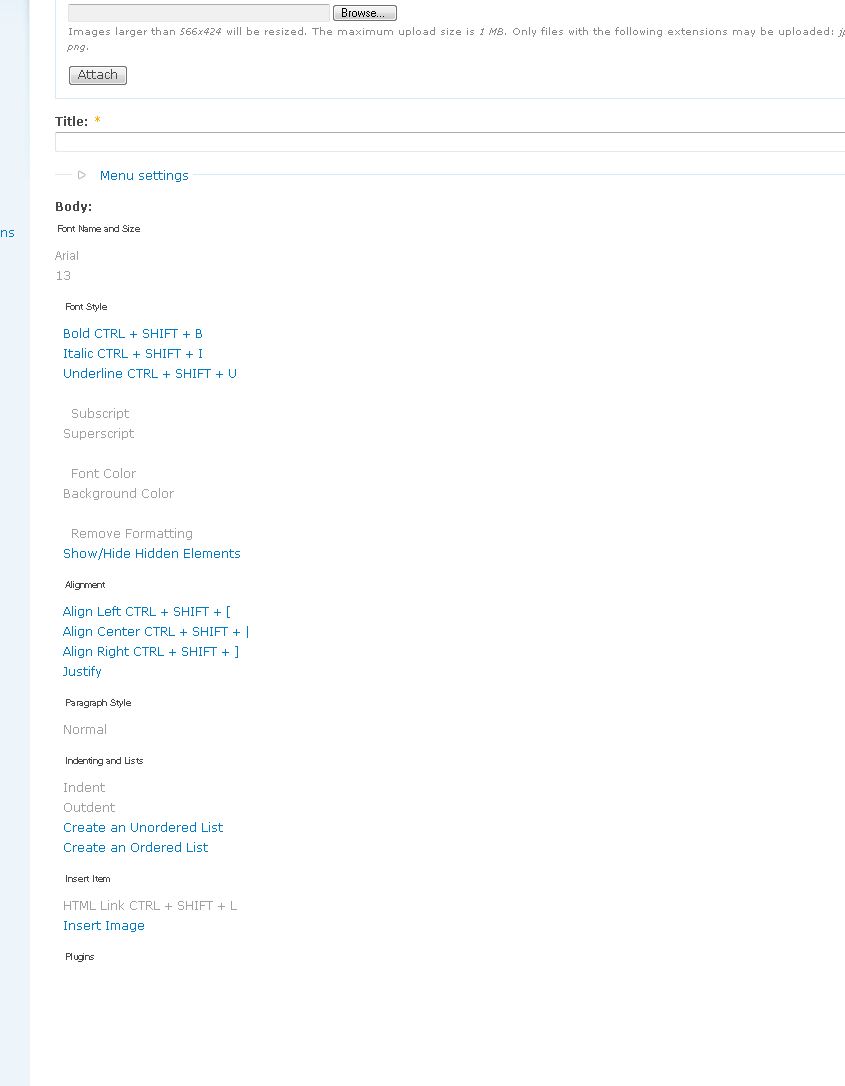 YUI editor menu does not display [#373127] | Drupal.org