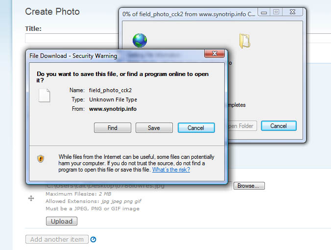 Click "add another item" causes IE to ask to download a file. [#344956] | Drupal.org
