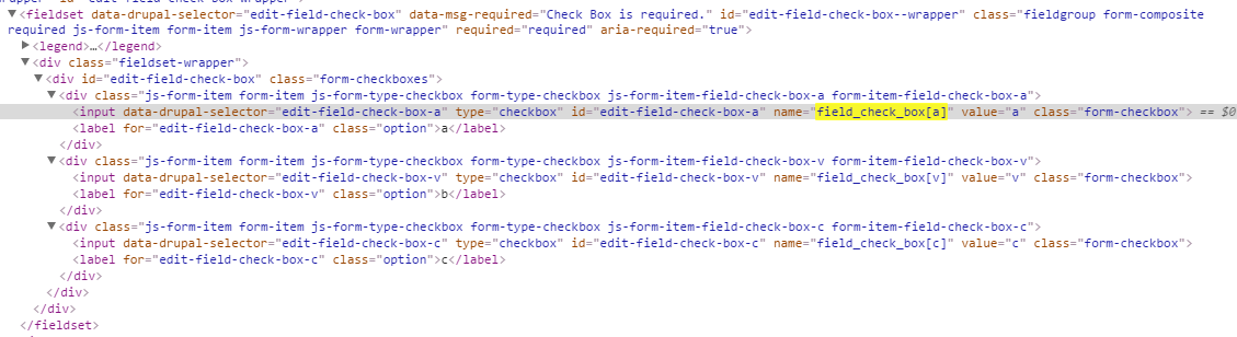 Checkbox fields are not grouped by "name" attribute. [#2854138] | Drupal.org