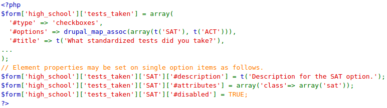 Mention checkboxes/radios options pre-setting in forms_api_reference.html [#1349432] | Drupal.org