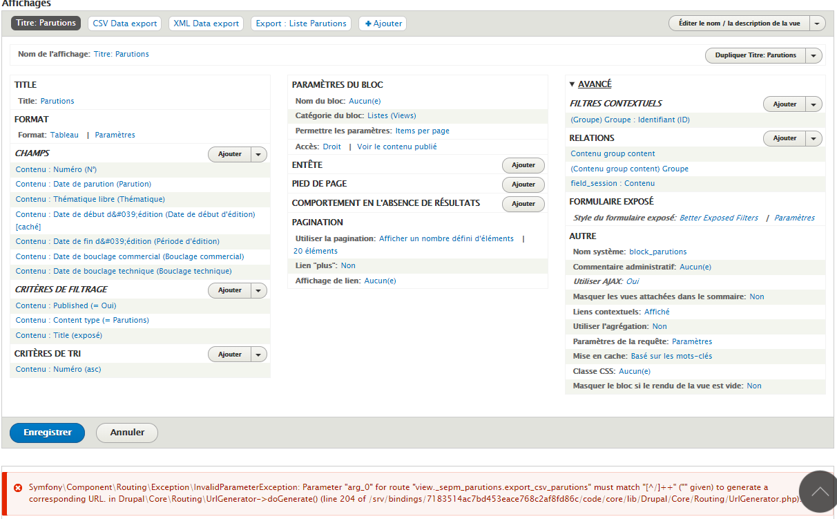 Symfony Component Routing Exception Invalidparameterexception