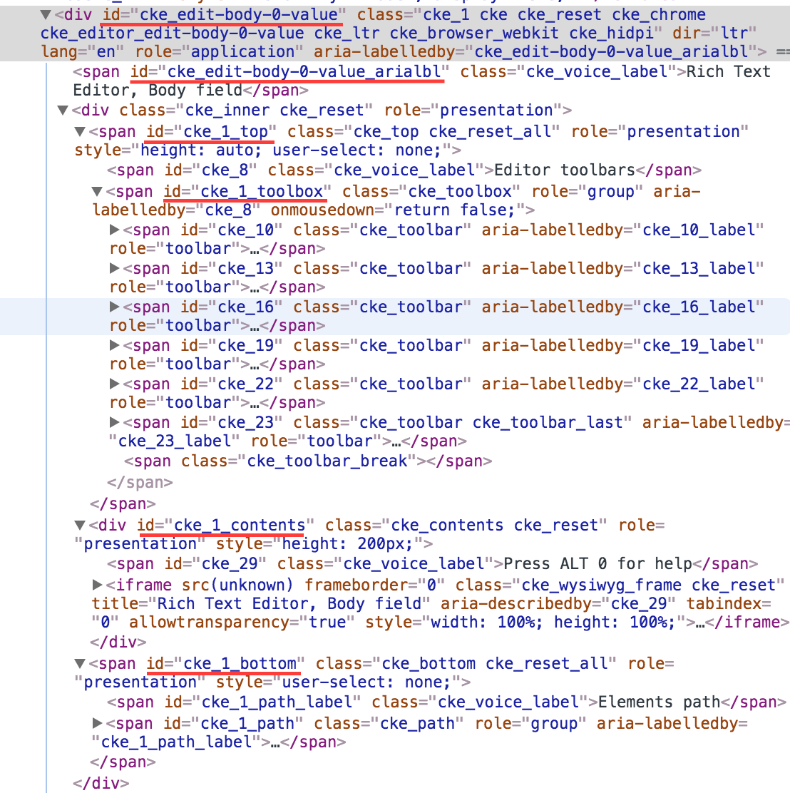 CKEditor / Replace #ID selectors for data-drupal-selector attribute [#2912706] | Drupal.org