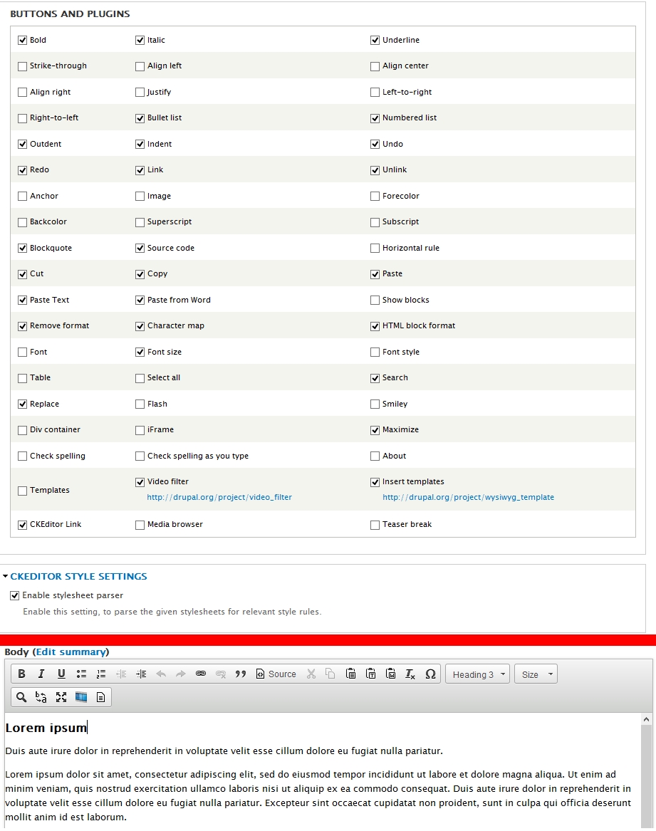 Styles dropdown not present in WYSIWYG [#2456063] | Drupal.org
