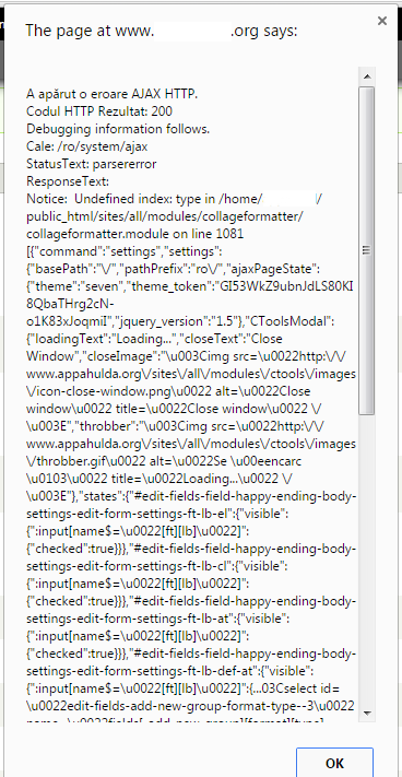 Ajax error 200 [#2425007] | Drupal.org