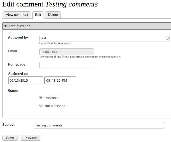 Admin should not be able to edit email of authenticated commenters [#2398073] | Drupal.org