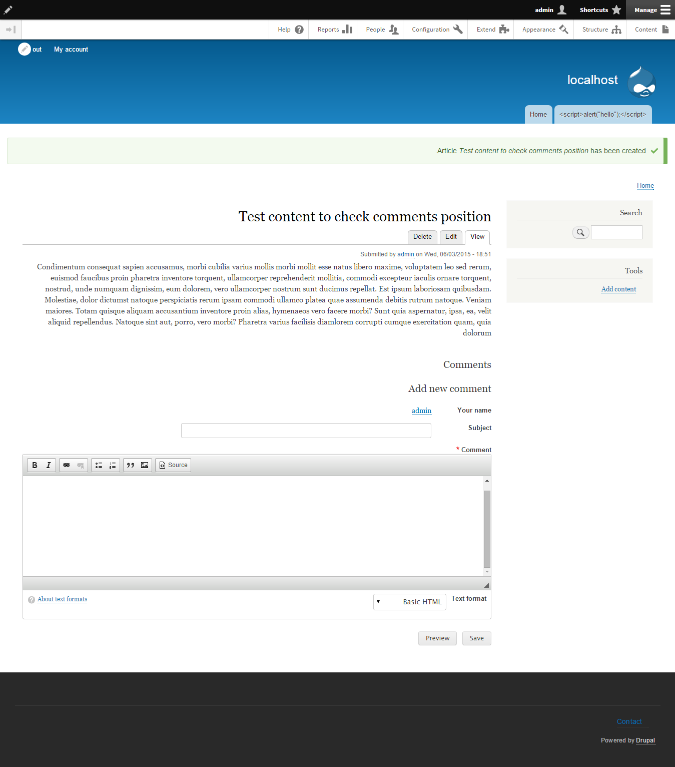 Comment field displayed last regardless of assigned weight [#2455211 ...
