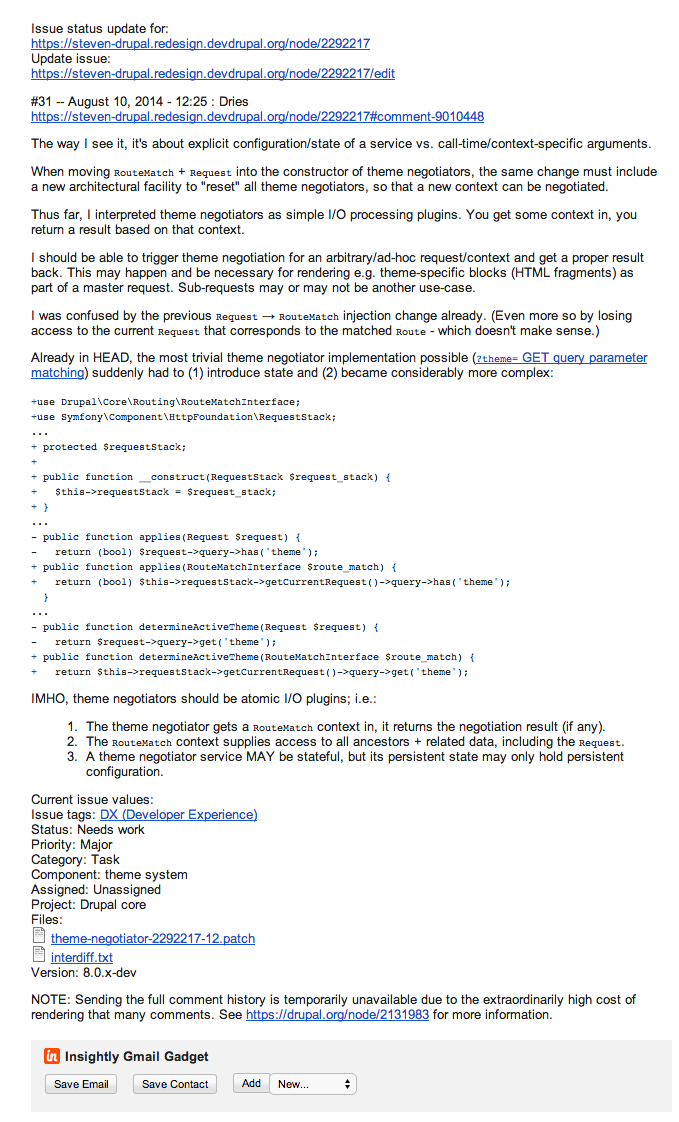 Send HTML email notification for more compact presentation [#2067659] | Drupal.org