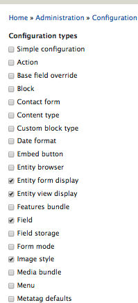 Configuration types should be grouped by feature [#2785961] | Drupal.org