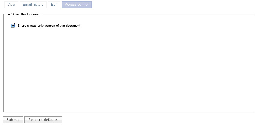 Customizing the Access Control tab settings, specifically: Role based access control settings ...