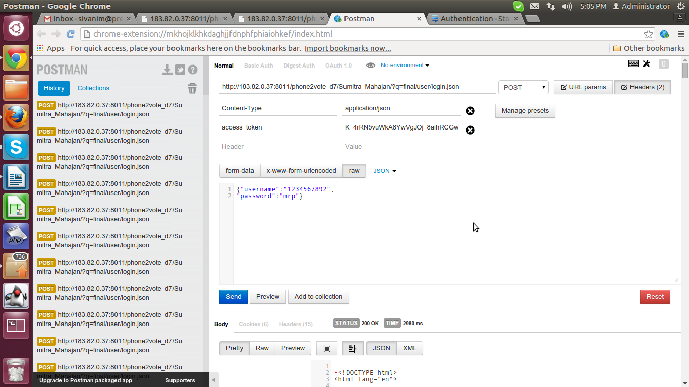Application/json insted of text/html in login user api [#2616210 ...
