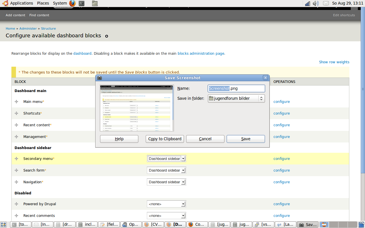 Dashboard blocks and regions should not appear on the main blocks configuration page [#761956 ...