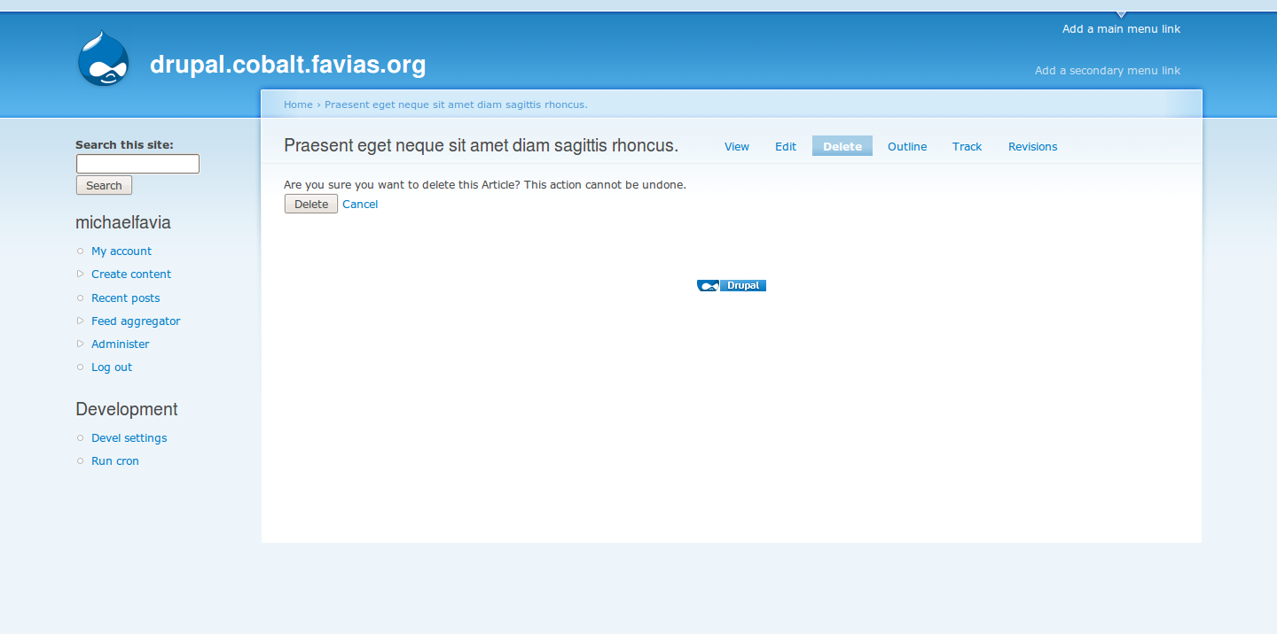Having delete as a button on the node edit form means certain users don't have access to it when ...