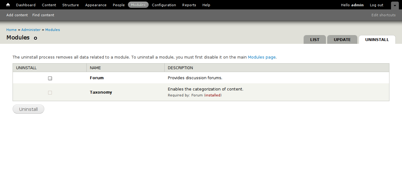 Uninstalling modules does not follow dependencies and can lead to WSOD ... Uninstalling modules does not follow dependencies and can lead to WSOD ...