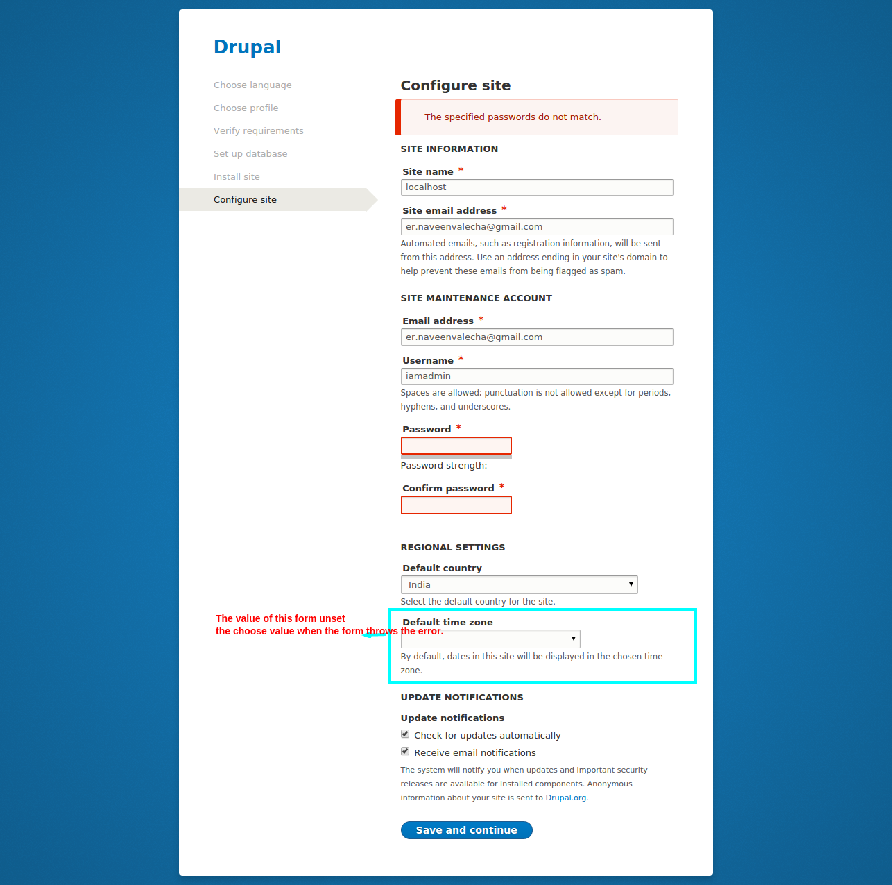 Default Time Zone Field Value Unset In The Site Configure Form During Installation [ 2345807