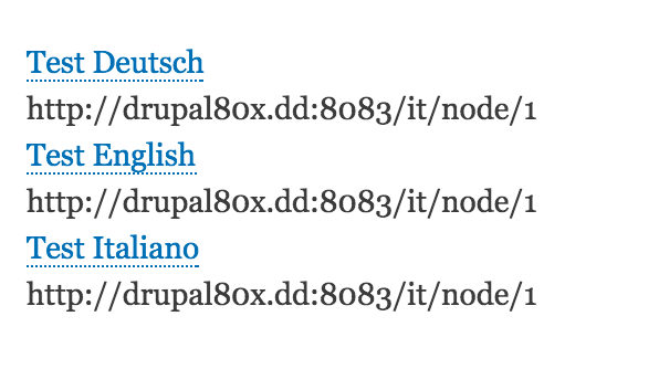 Translated nodes in content views are all linking to the current language [#2447821] | Drupal.org