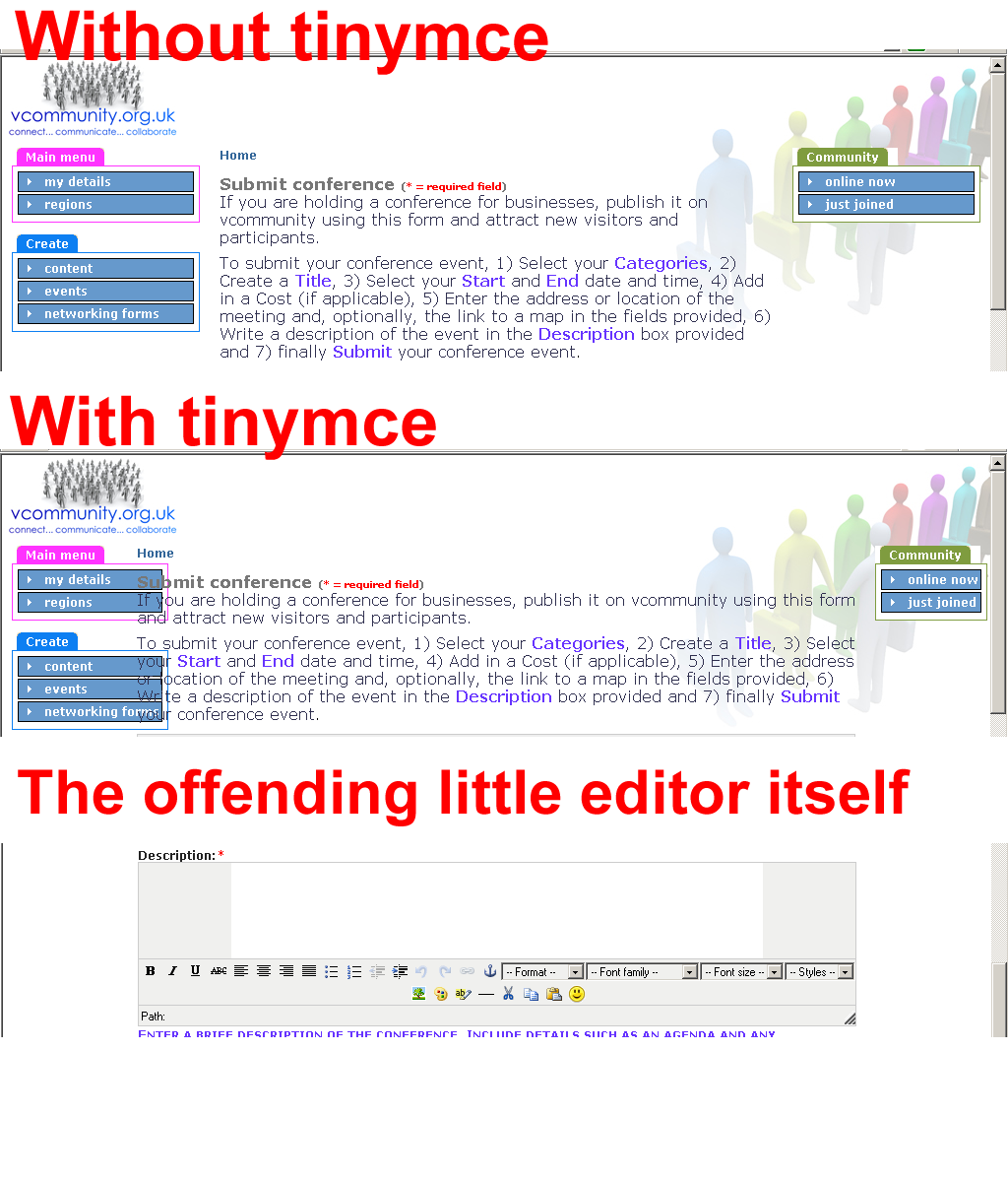 Tinymce spills over in IE - apparently as result of fancy theme [#49654] | Drupal.org