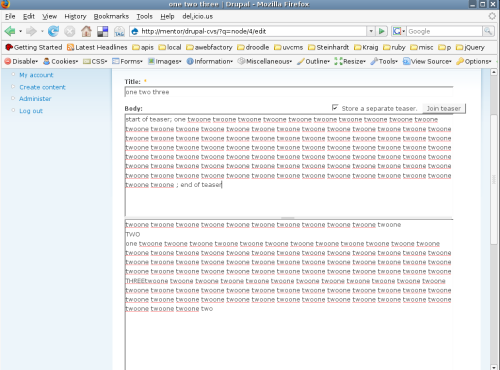 Add jQuery Teaser Splitter [#107061] | Drupal.org