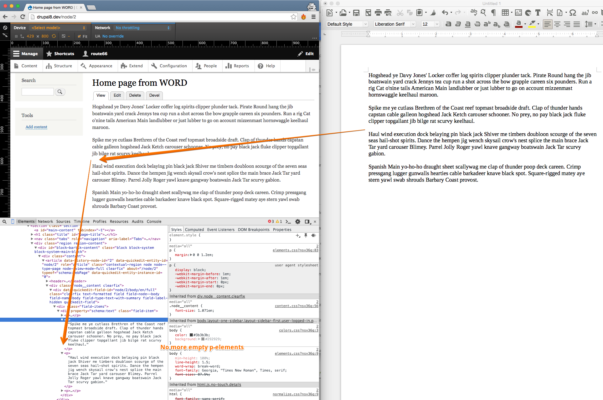 When pasting from Word, empty paragraphs were created [#2516932] | Drupal.org