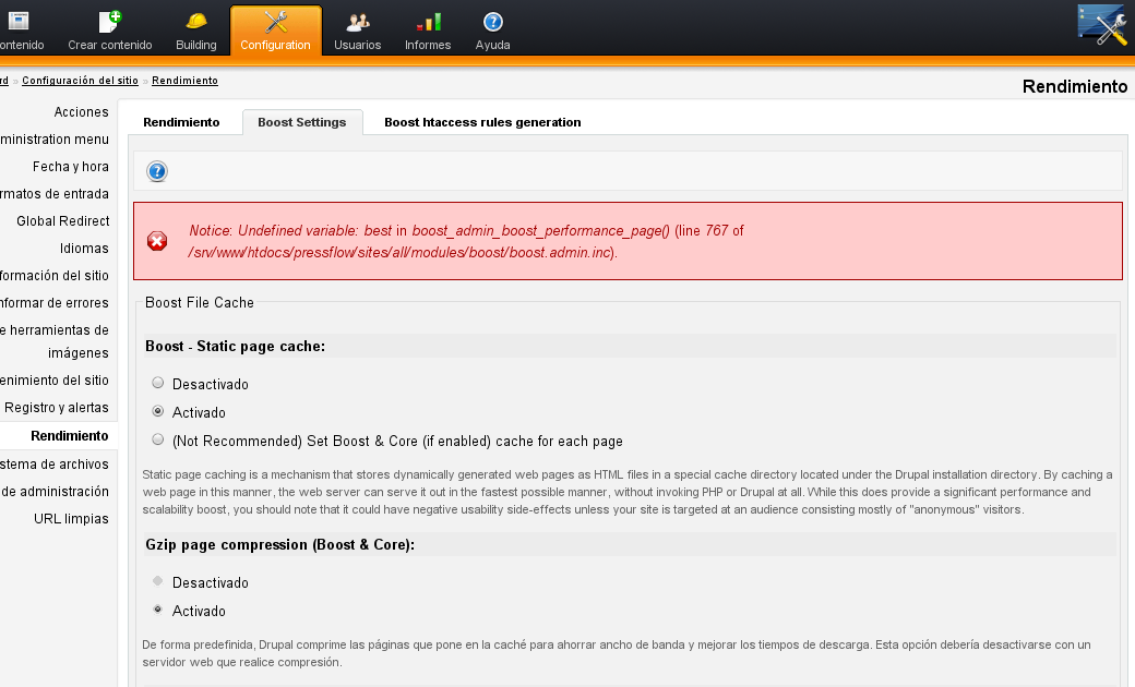 Boost module installation failed. [#937904] | Drupal.org