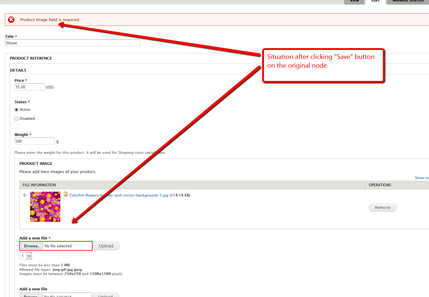 "Image field is required" error even field contains value [#2381385] | Drupal.org