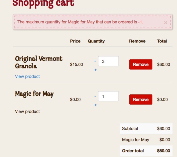 The maximum quantity for ORDER DISCOUNT - FREE PRODUCT that can be ordered is -1. [#2484987 ...