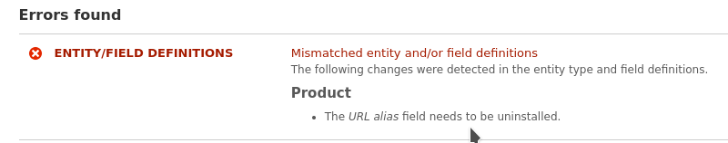 Mismatched field definitions error when Pathauto is enabled [#2891525] | Drupal.org