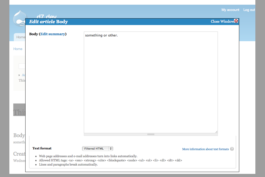 (optionally) Use a small dialog instead of full overlay [#2212495] | Drupal.org