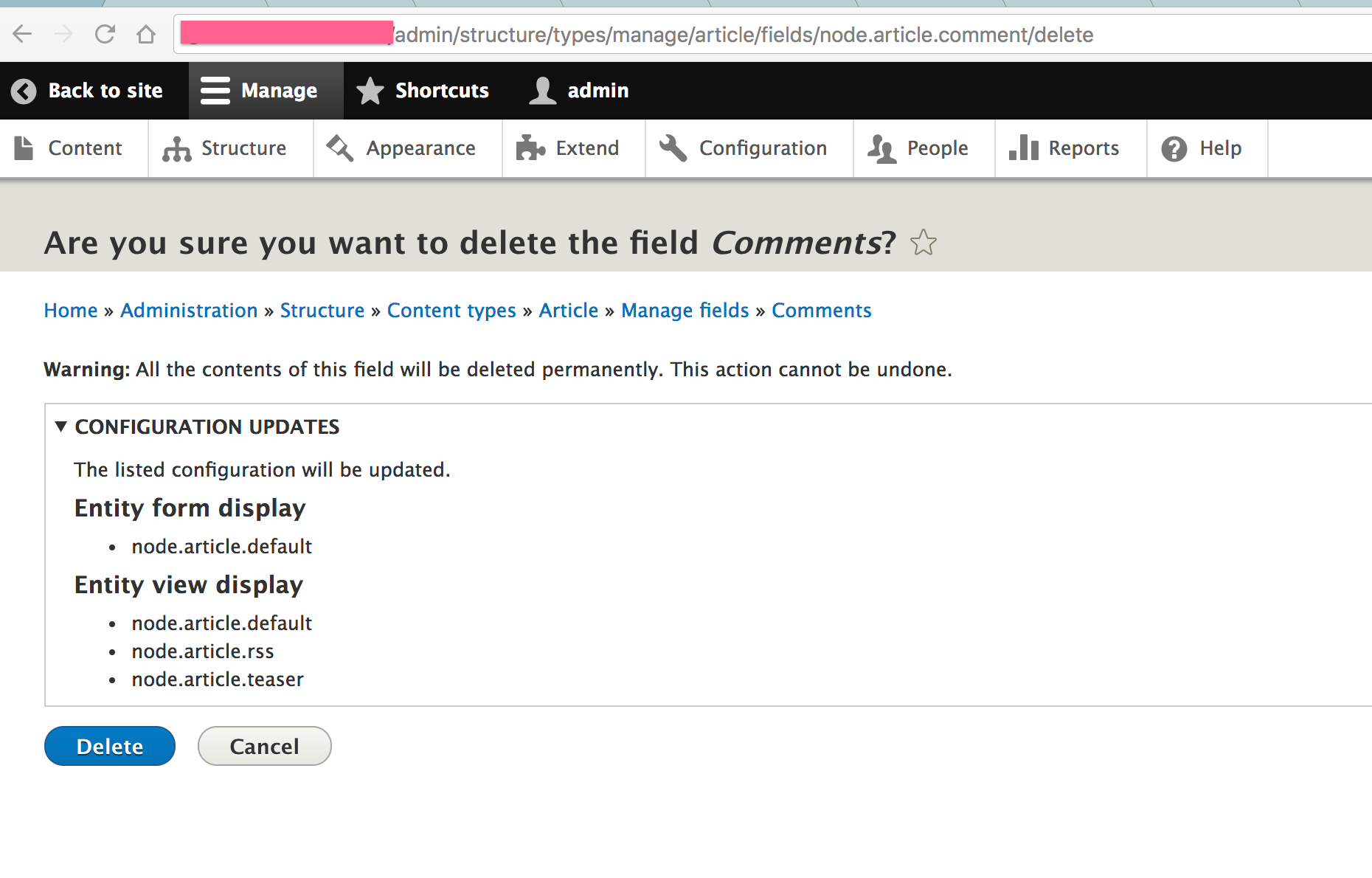 Show warning when comment field is about to be deleted [#2908607 ...