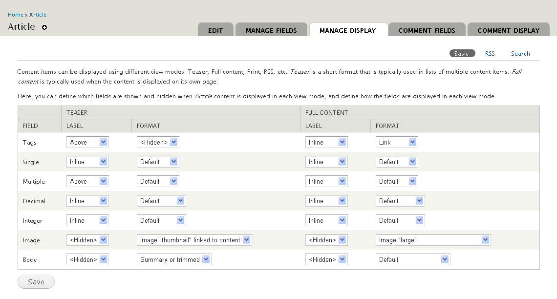 Redesign the 'Manage Display' screen [#553298] | Drupal.org