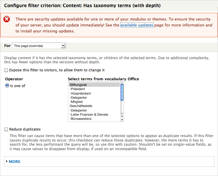 Filter Has taxonomy terms (with depth) not working as expected [#1239636] | Drupal.org